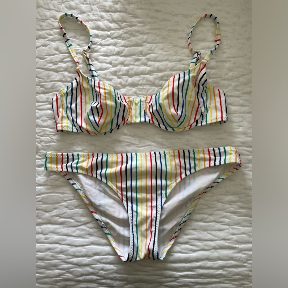 Solid & Stripe Rainbow Bikini - Gem